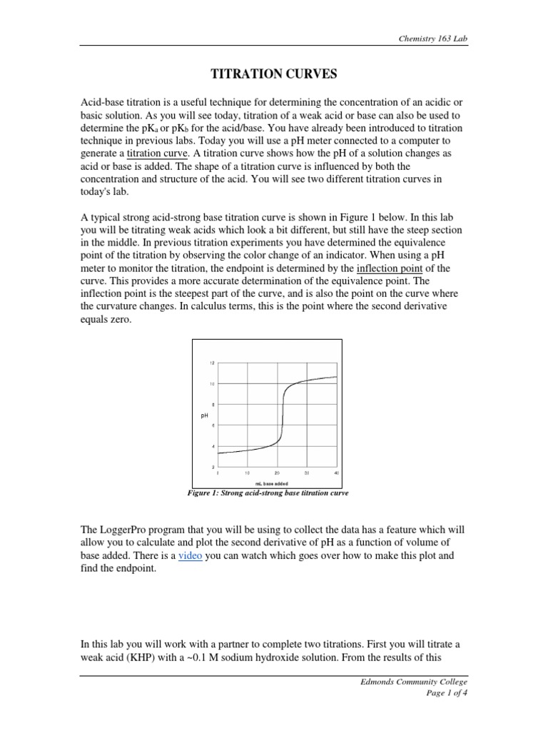 Lab 4 - Titration Curves - Lab Manual | PDF | Titration | Chemistry
