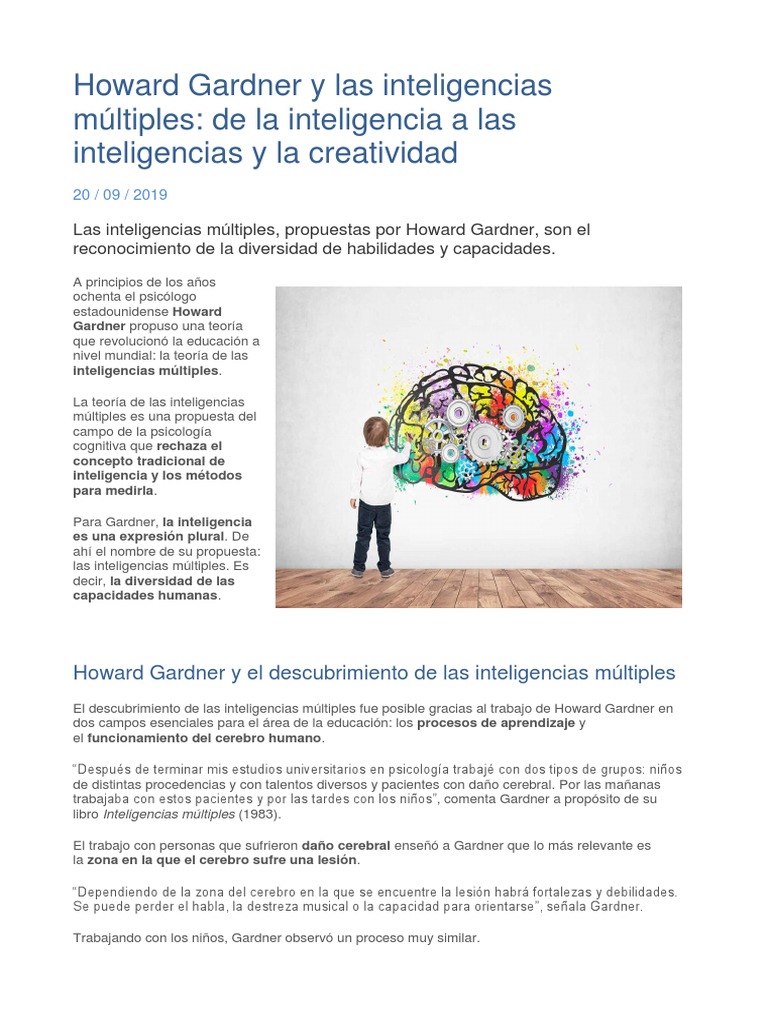Howard Gardner y Las Inteligencias Múltiples | PDF | Inteligencia ...