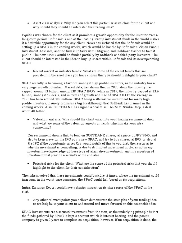 Task 4 Sales Pitch Citi Bank - Draft | PDF | Soft Bank Group | Investing