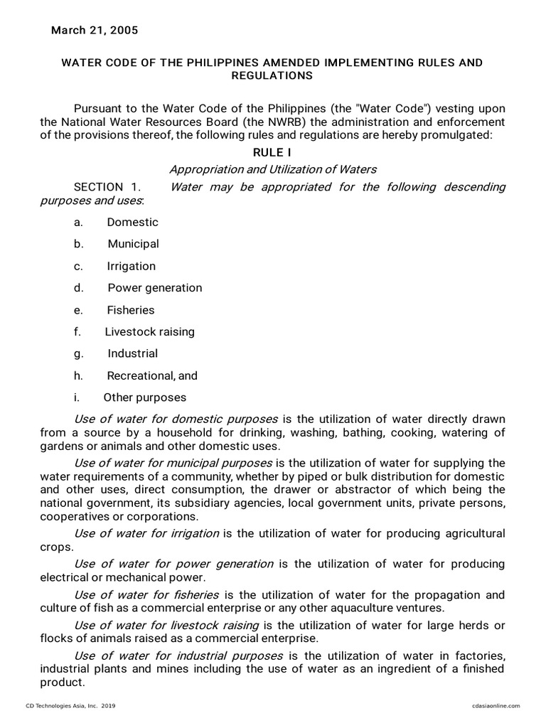 Water Code of The Philippines Amended | PDF | Lease | U.S. Securities ...