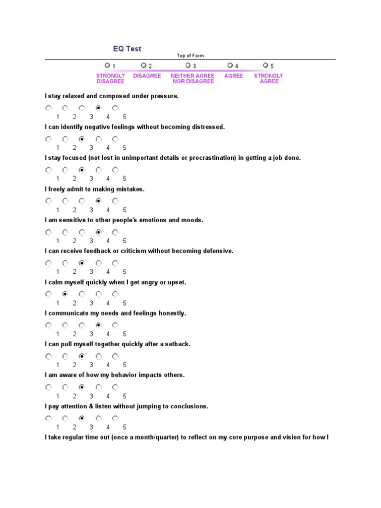EQ Test | PDF | Emotions | Metaphysics Of Mind