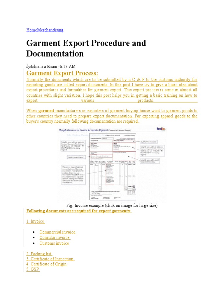 Garment Export Documentation Guide | PDF | Letter Of Credit | Bill Of ...