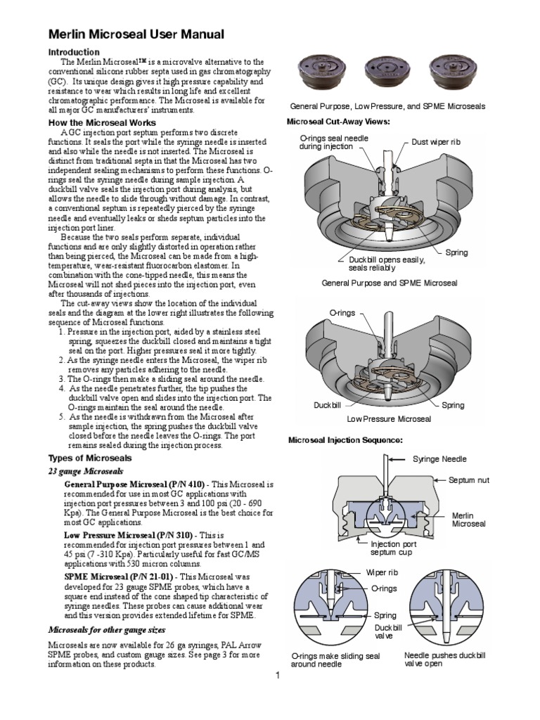 Merlin Microseal User Manual: Microseal Cut-Away Views | PDF | Gas ...