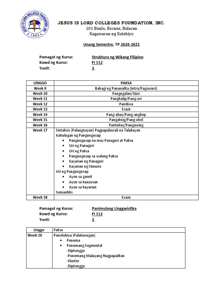 Schedule For The Remaining Weeks | PDF