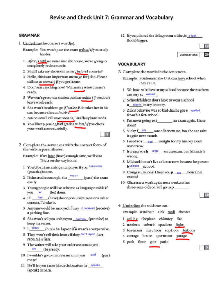 Revise and Check Unit 7: Grammar and Vocabulary: D Look | PDF