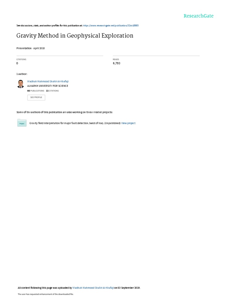 Gravity Method in Geophysical Exploration: April 2018 | PDF | Classical ...