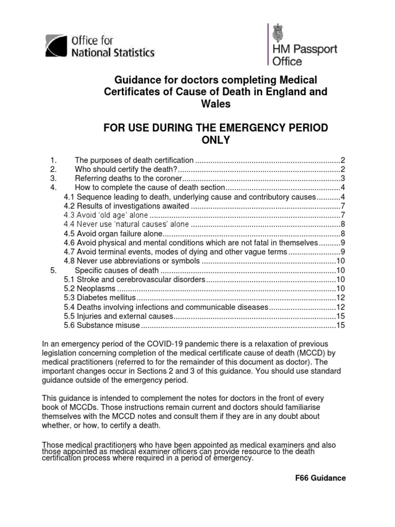 Guidance To Complete Medical Certificate of Cause of Death | PDF ...