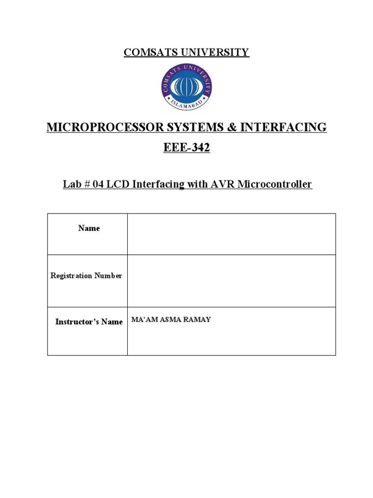 Microprocessor Systems & Interfacing EEE-342: Comsats University | PDF | Microcontroller ...