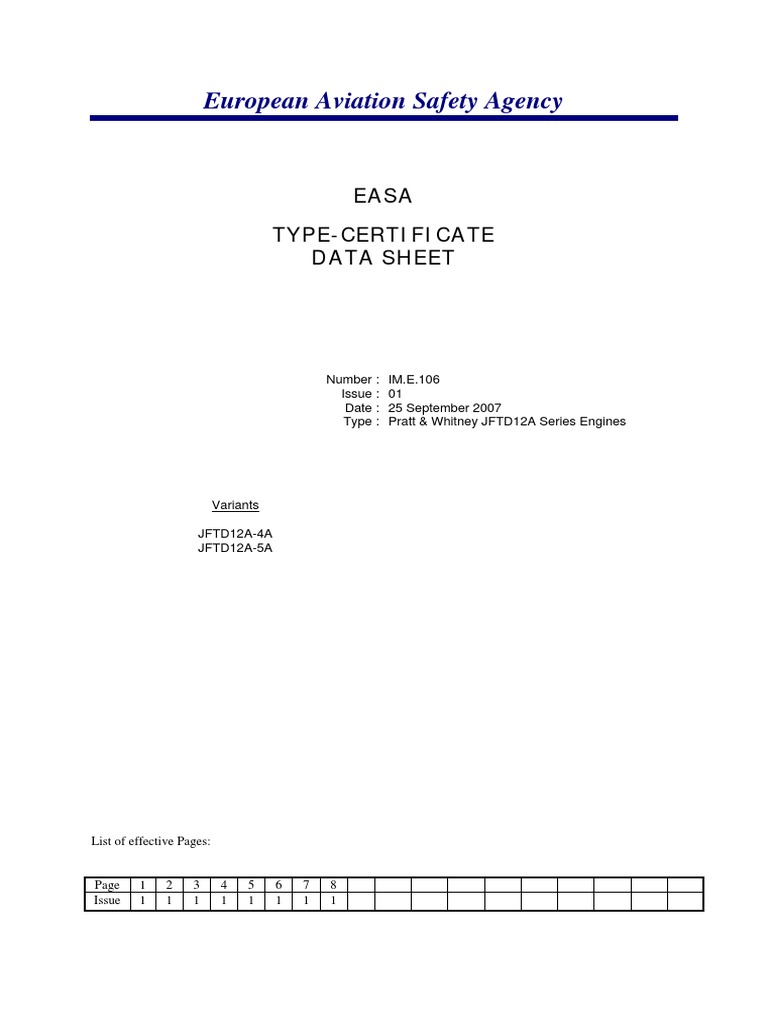 European Aviation Safety Agency: Easa Type-Certificate Data Sheet | PDF ...