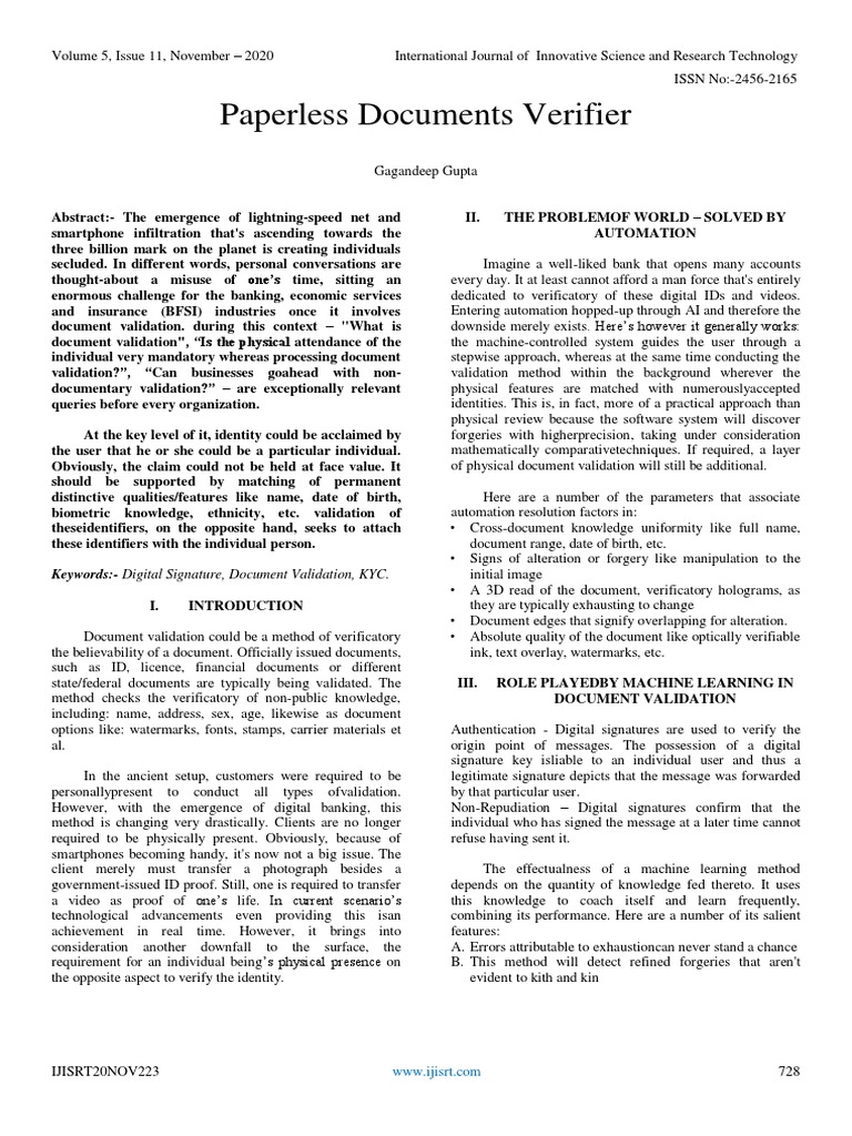 Paperless Documents Verifier | PDF | Authentication | Artificial ...