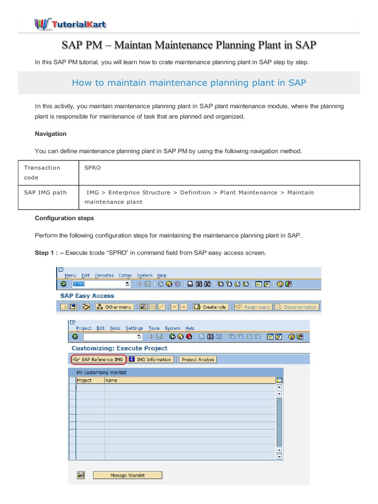 SAP PM - Maintan Maintenance Planning Plant in SAP | PDF | Sap Se ...
