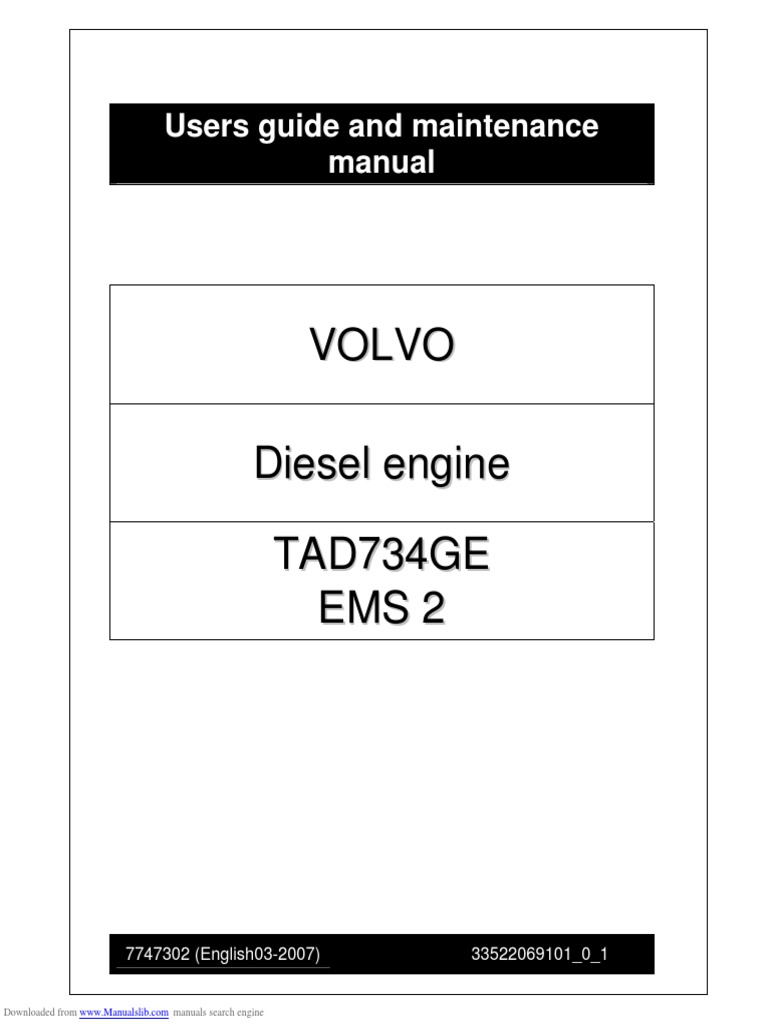 Volvo Penta TAD734GE Engine Manual | PDF