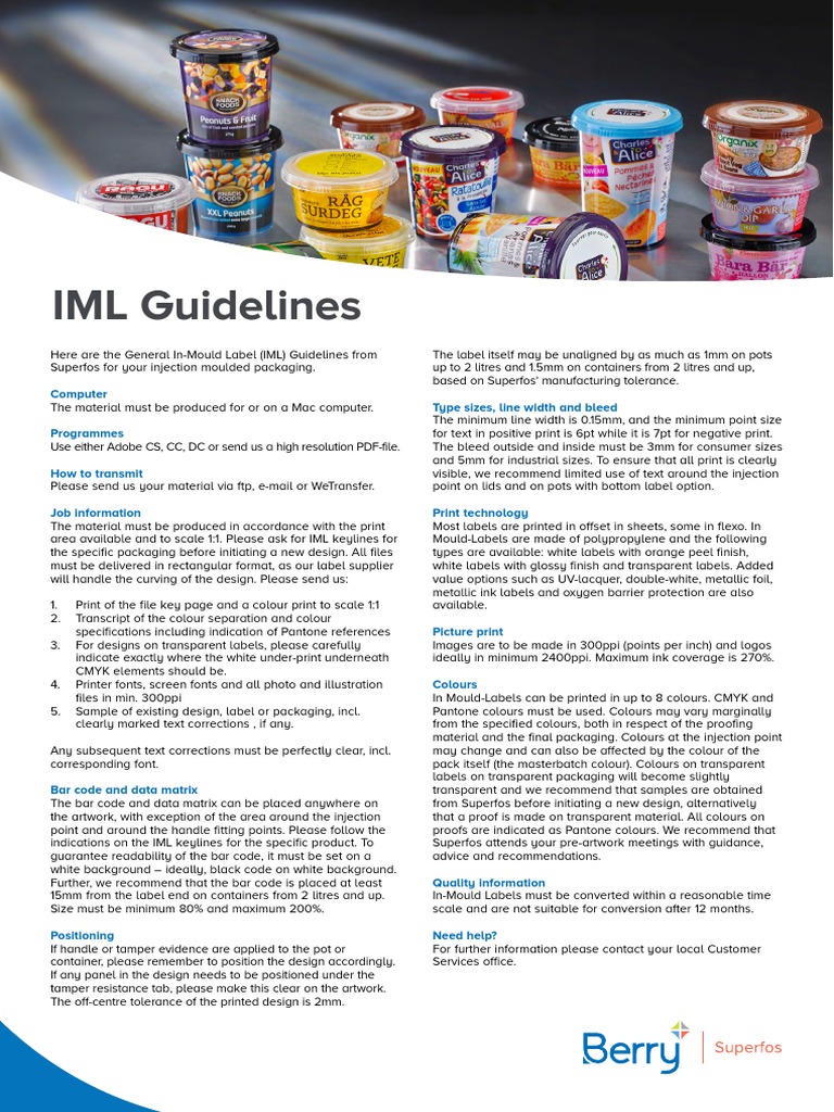 Berry Superfos - IML Guideline | PDF | Packaging And Labeling | Printer ...