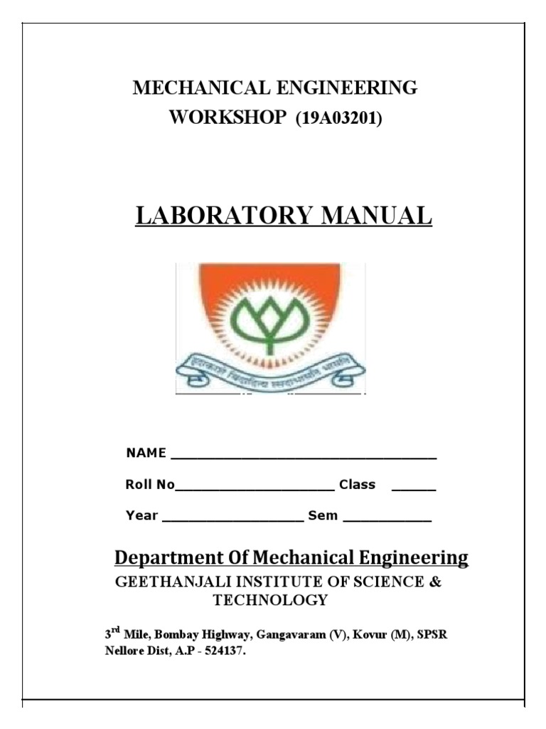 Laboratory Manual: Mechanical Engineering Workshop | PDF | Sheet Metal | Soldering