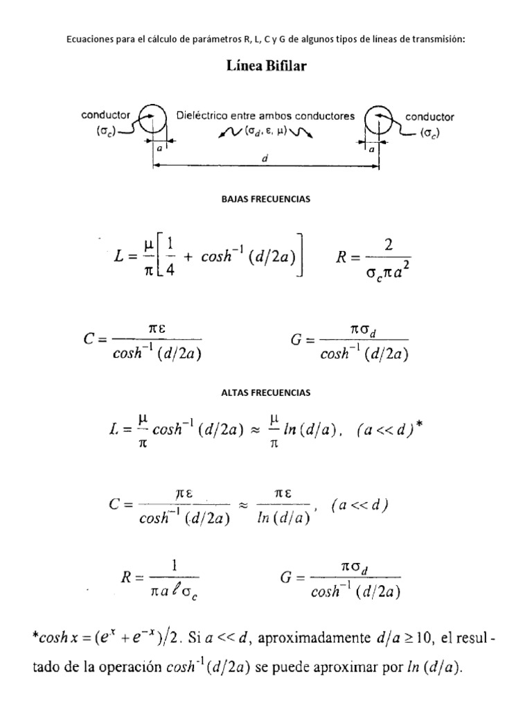 Cálculo de Parámetros de Lineas de Transmision PDF | PDF