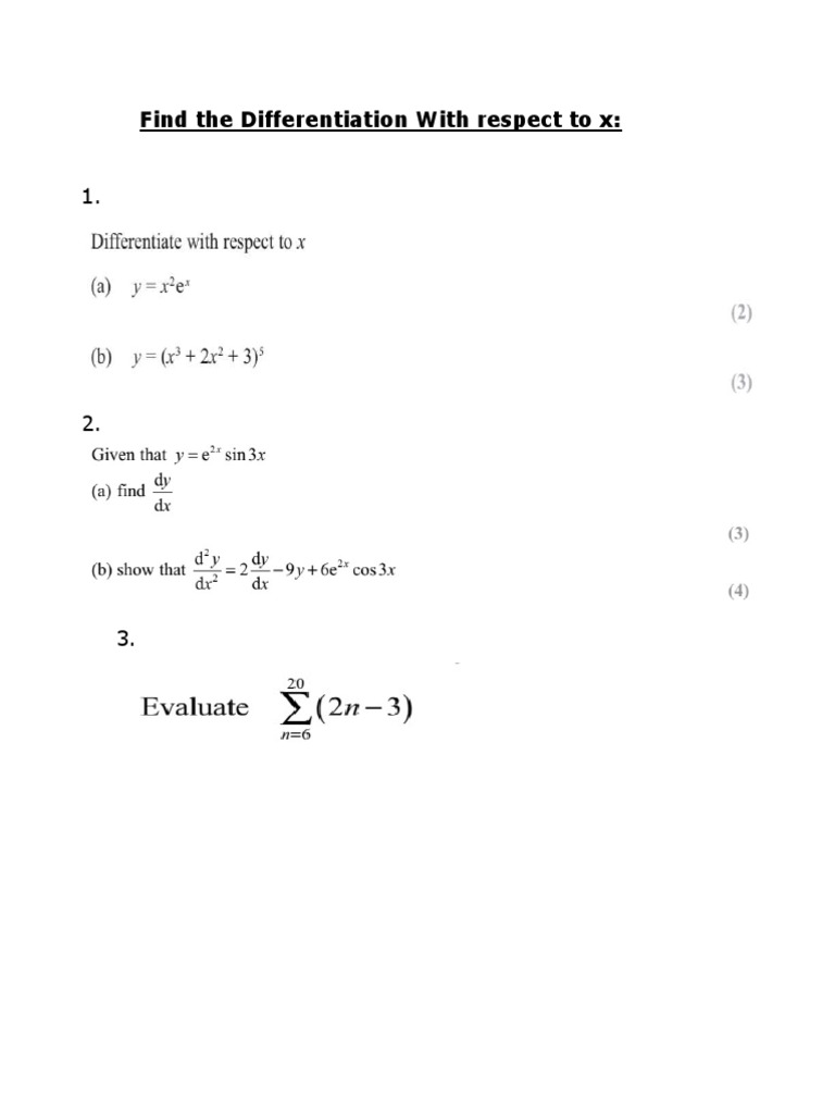 Find The Differentiation With Respect To X | PDF