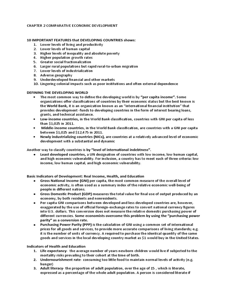 Chapter 2 Comparative Economic Development Pdf Purchasing Power