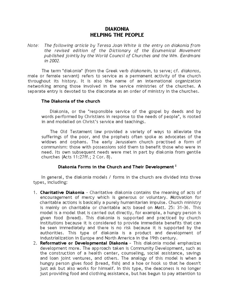 Diakonia Helping The People | PDF | Deacon | Catholic Church