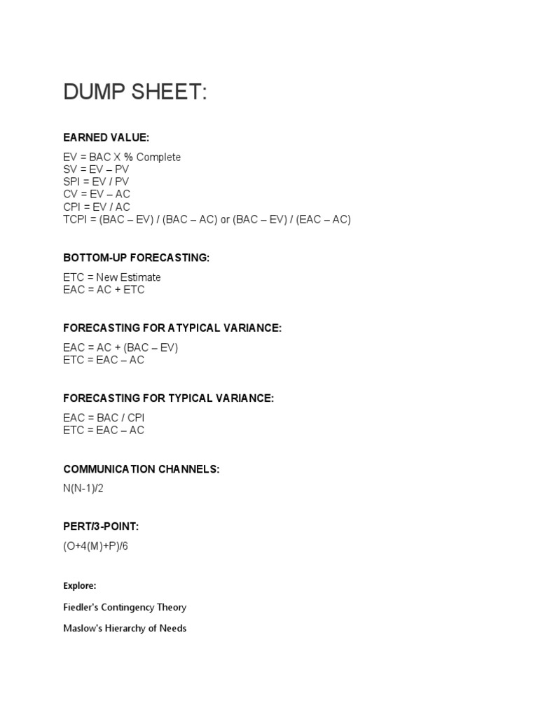 PMP - Dump Sheet | PDF