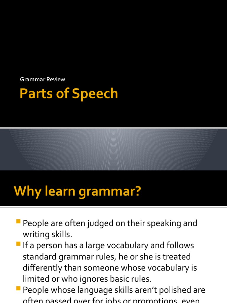 Parts of Speech: Grammar Review | PDF | Grammatical Gender | Adjective