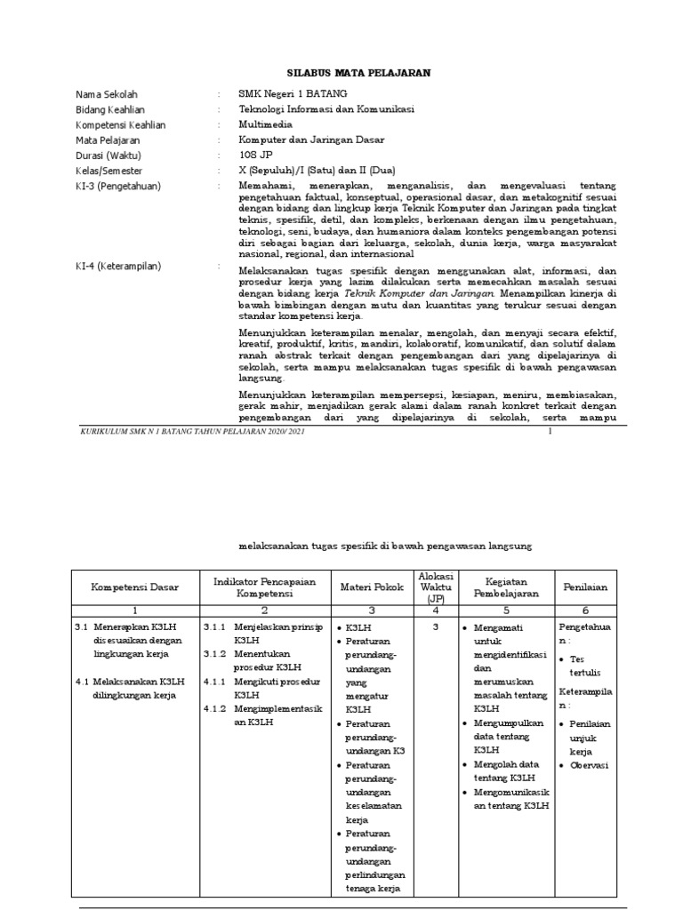 Silabus Dan RPP KJD X | PDF