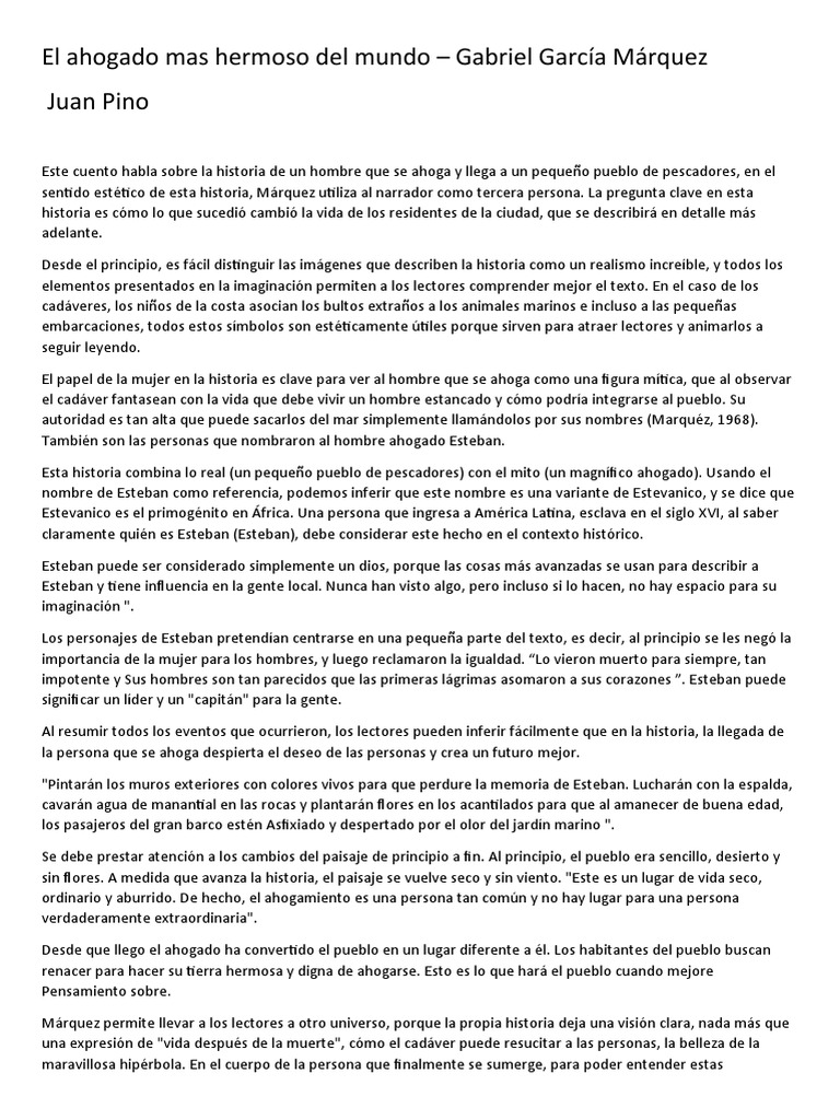 El Ahogado Mas Hermoso Del Mundo | PDF | Belleza