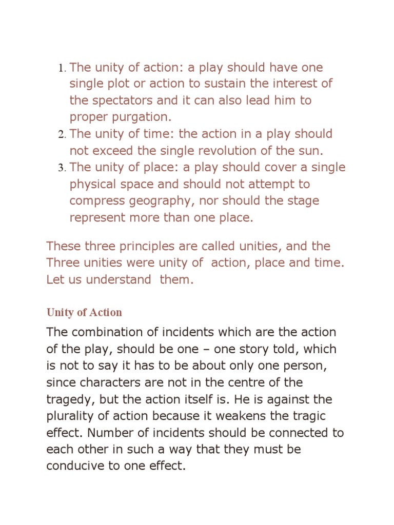 The Three Unities | PDF | Aristotle | Tragedy