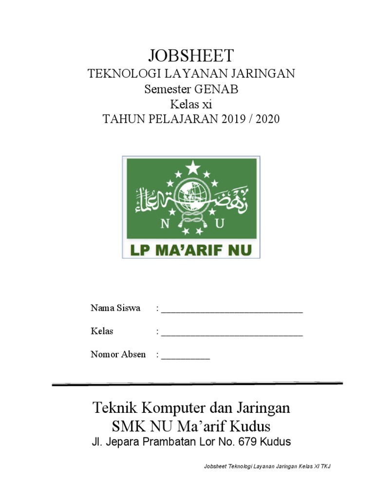 Jobsheet Teknologi Layanan Jaringan Kelas Xi Semester GENAB | PDF