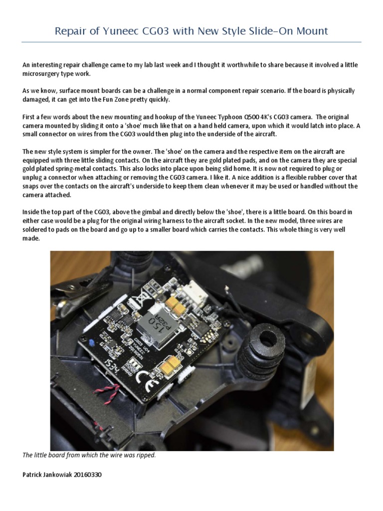 Repair of Yuneec CG03 With New Style Slide-On Mount | PDF | Electrical ...