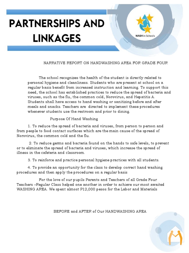 Narrative Report On Handwashing Area For Grade Four | PDF