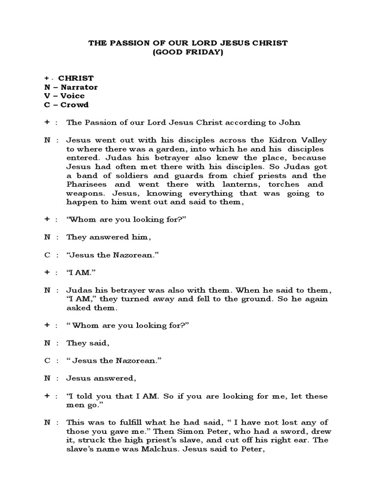 THE PASSION OF OUR LORD JESUS CHRIST (Good Friday) | PDF | Pontius ...