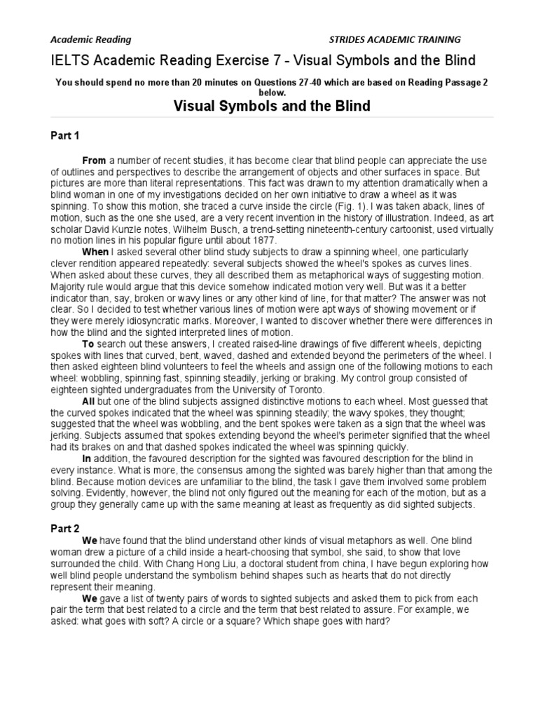 Visual Symbols and The Blind | PDF | Wheel | Visual Impairment