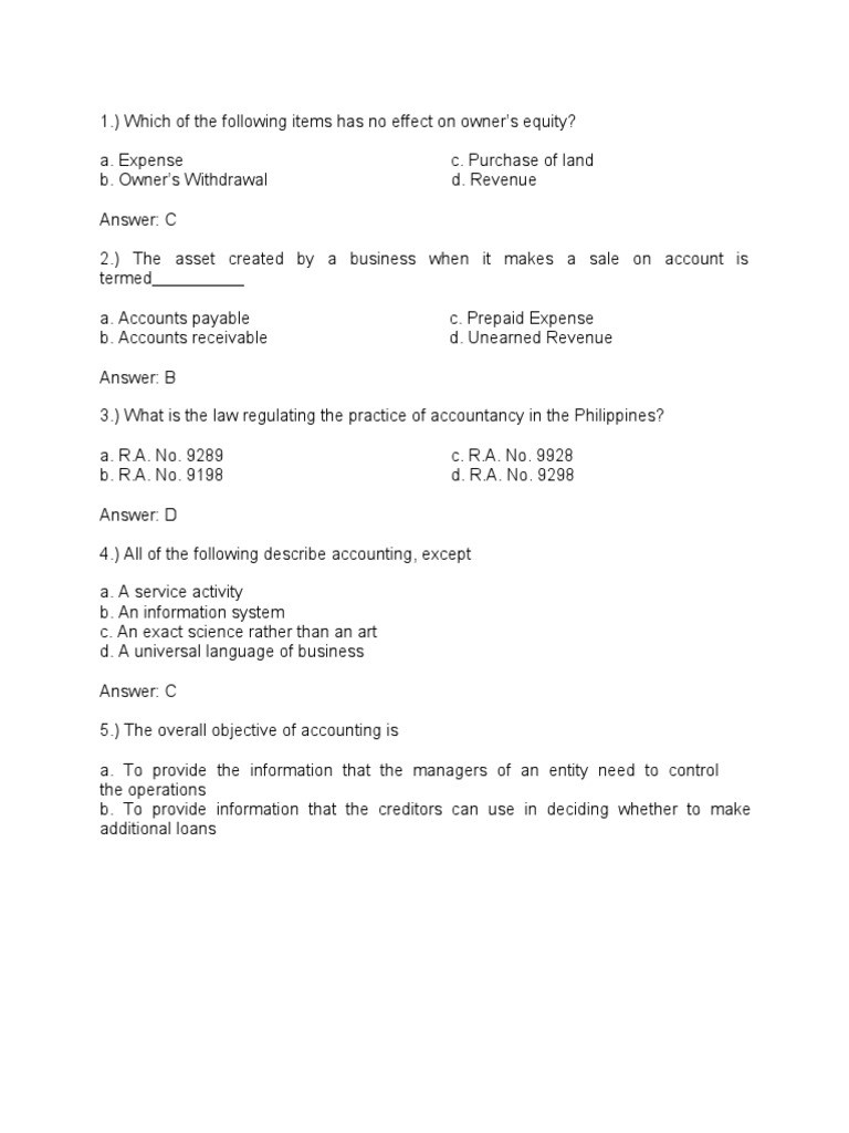 Qualifying Exam Reviewer Basic Accounting Student | PDF | Debits And ...