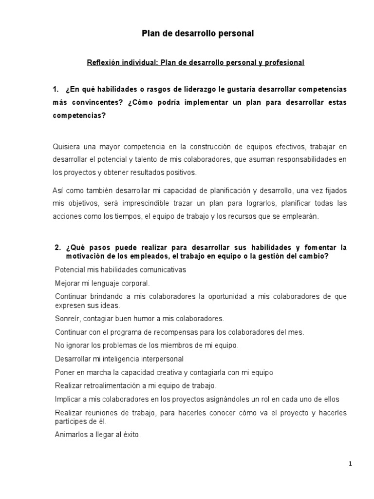 Plan de Desarrollo Personal | PDF | Desarrollo personal | Liderazgo