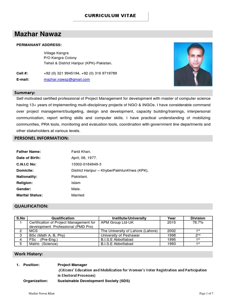 Mazhar CV PDF | PDF | Capacity Building | Community