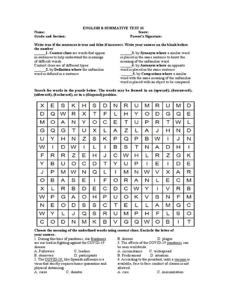 Summative Test 1 | PDF | Pandemic | Books