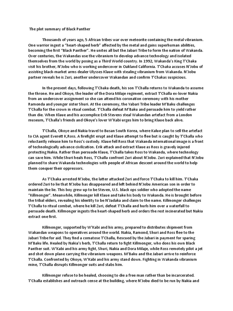 The Plot Summary of Black Panther | PDF | Marvel Comics Characters ...