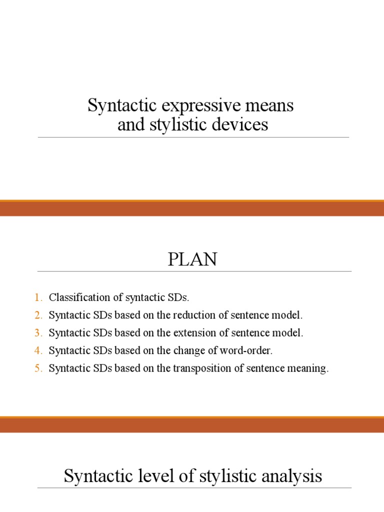 Syntactic Expressive Means and Stylistic Devices | PDF | Sentence ...