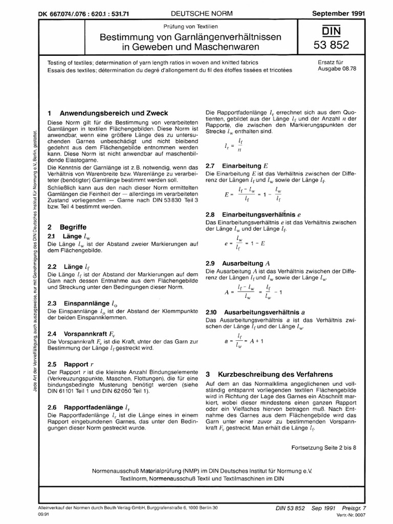 DIN 53852-1991 (German) | PDF
