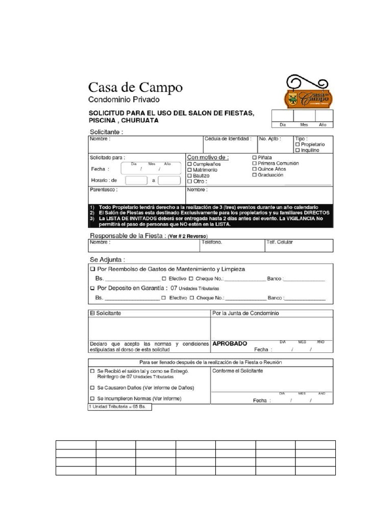 Solicitud Salon Comunal | PDF