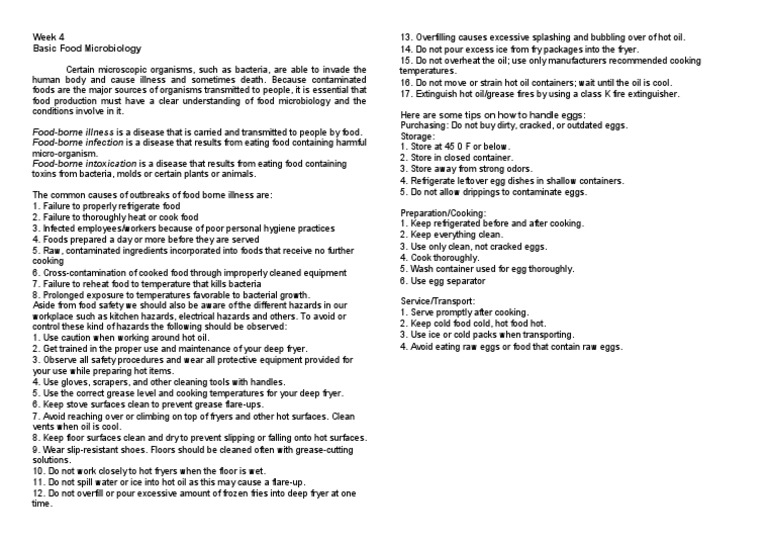 Week 4 Basic Food Microbiology | PDF | Foodborne Illness | Foods