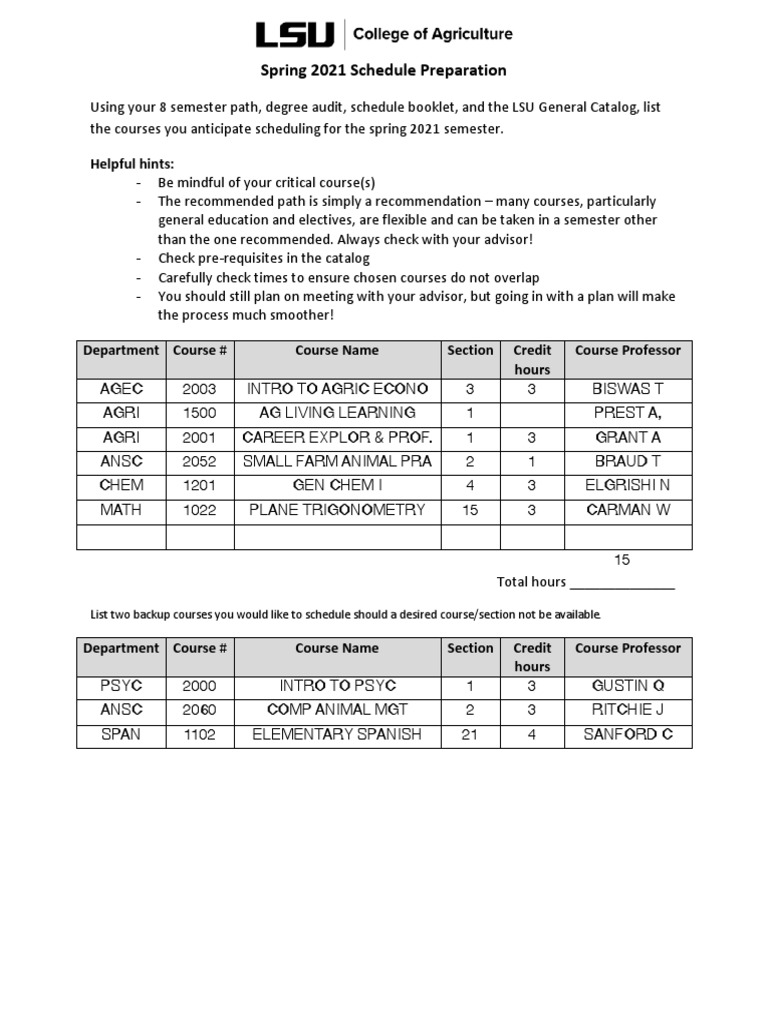 Spring 2021 Course Scheduling Guide | PDF