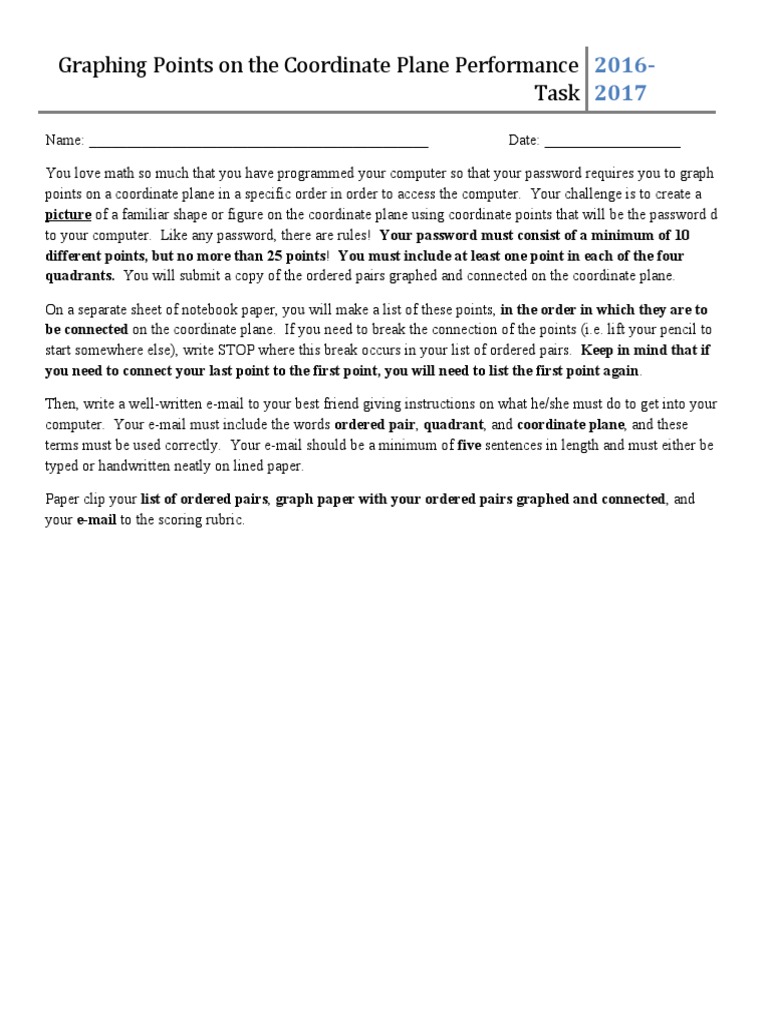 Soccer Players' Performance Graphing Task | PDF | Cartesian Coordinate ...