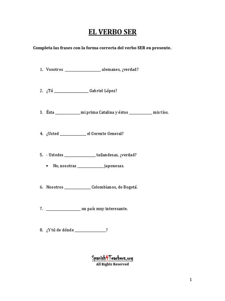 El Verbo Ser | PDF