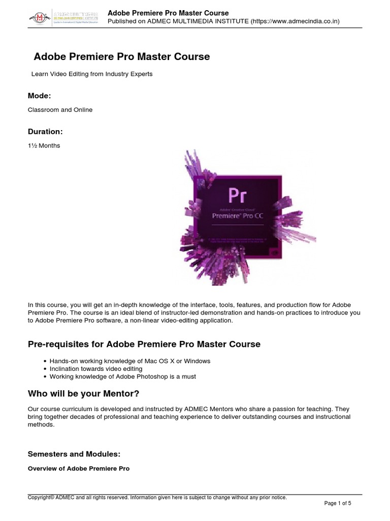 Adobe Premiere Pro Master Course: Mode | PDF | Adobe Photoshop | Media ...