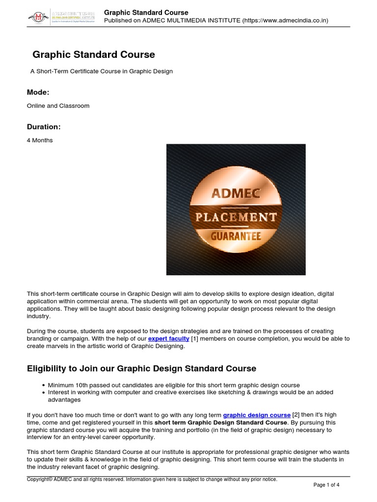 Admec Multimedia Institute - Graphic Standard Course - 2019-04-29 | PDF ...