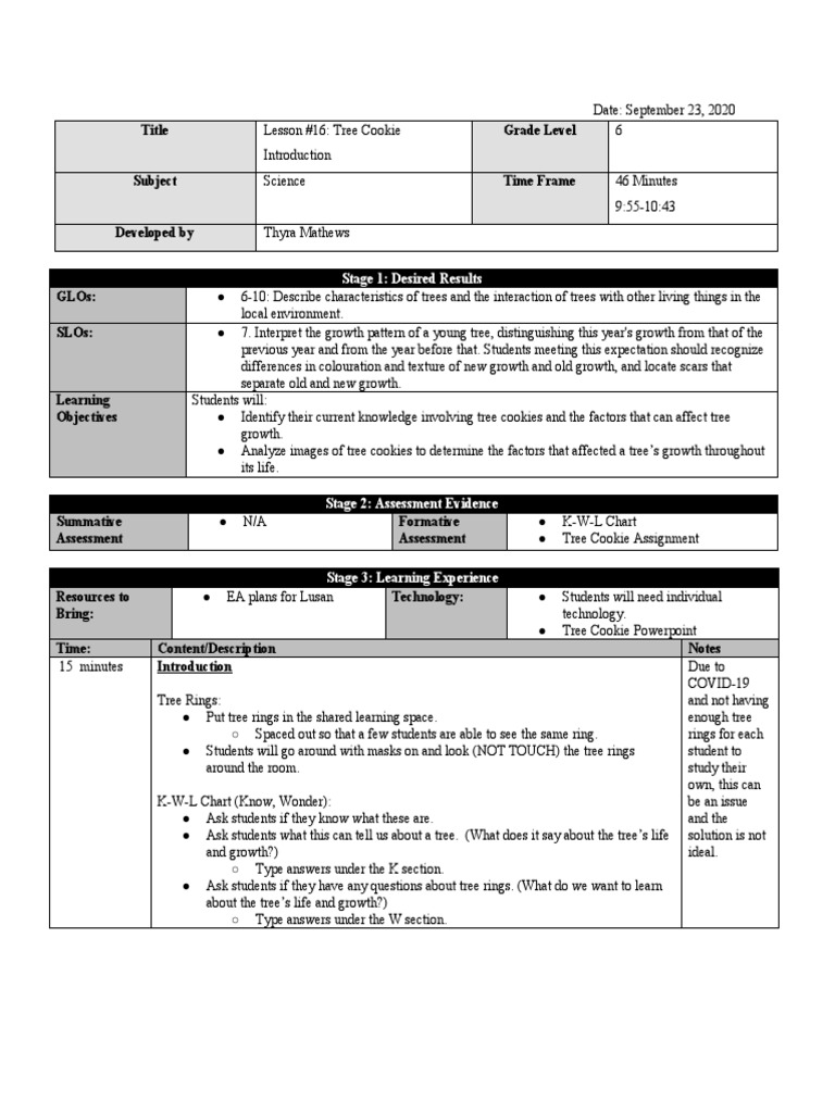 Science 6 - Lesson 16 Tree Cookie Introduction 1 | PDF | Trees | Wood