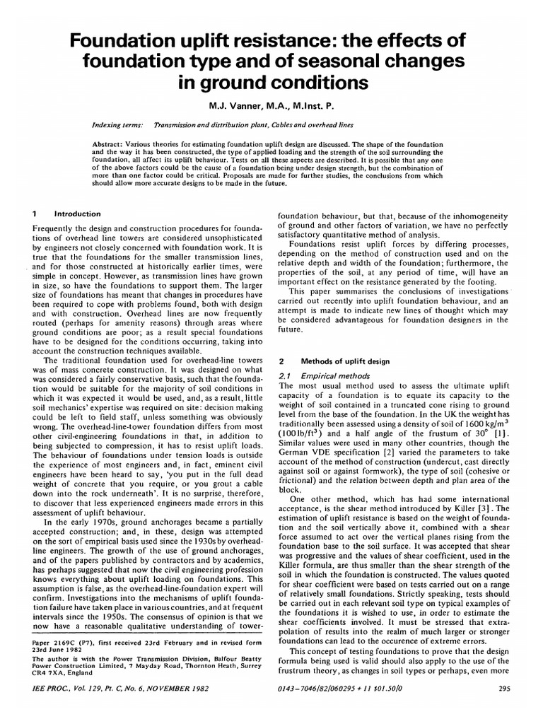 10.1049 - Ip-C - 19820046 Foundation Uplift Resistance | PDF | Soil ...