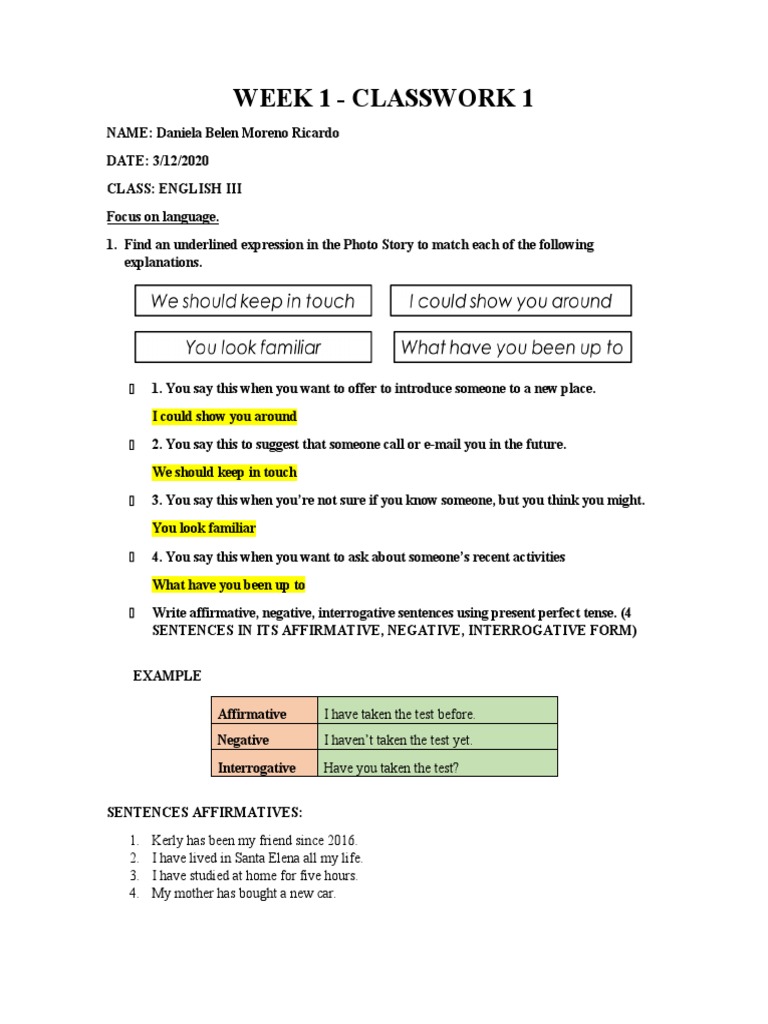 Week 1 - Classwork 1 | PDF
