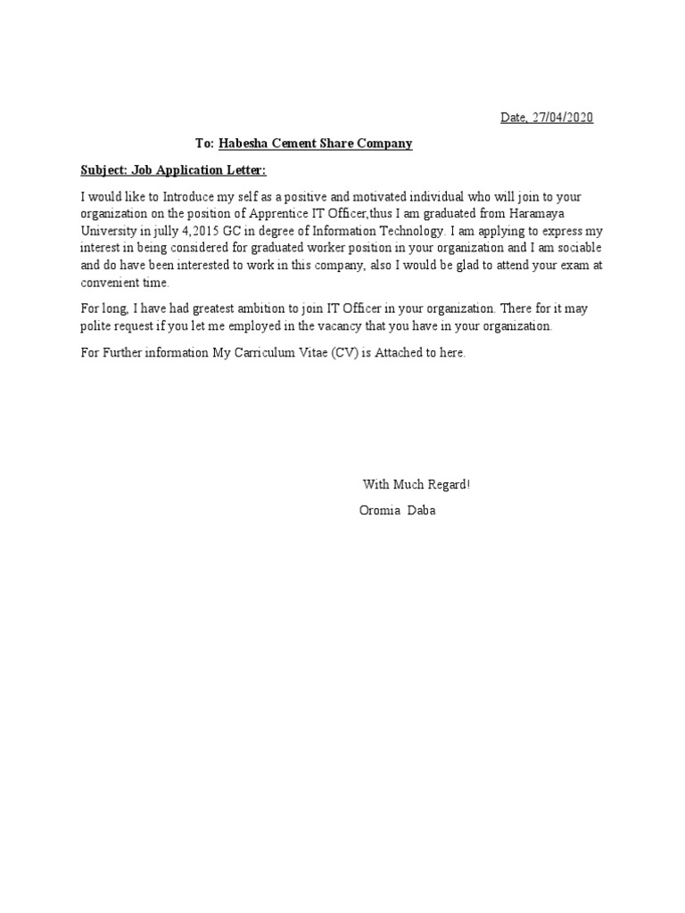 Subject: Job Application Letter | PDF | Learning | Computing